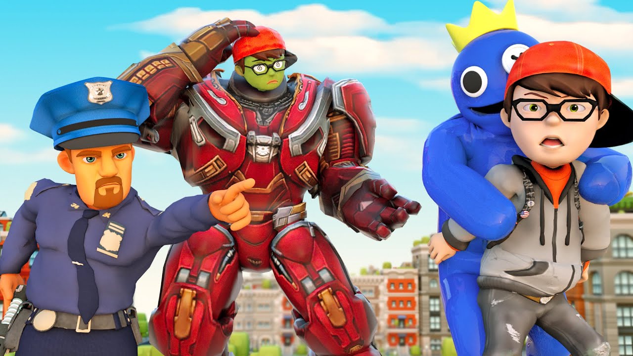 Hulk Buster Battle Royale Nick Protects His Friend Rainbow From Being