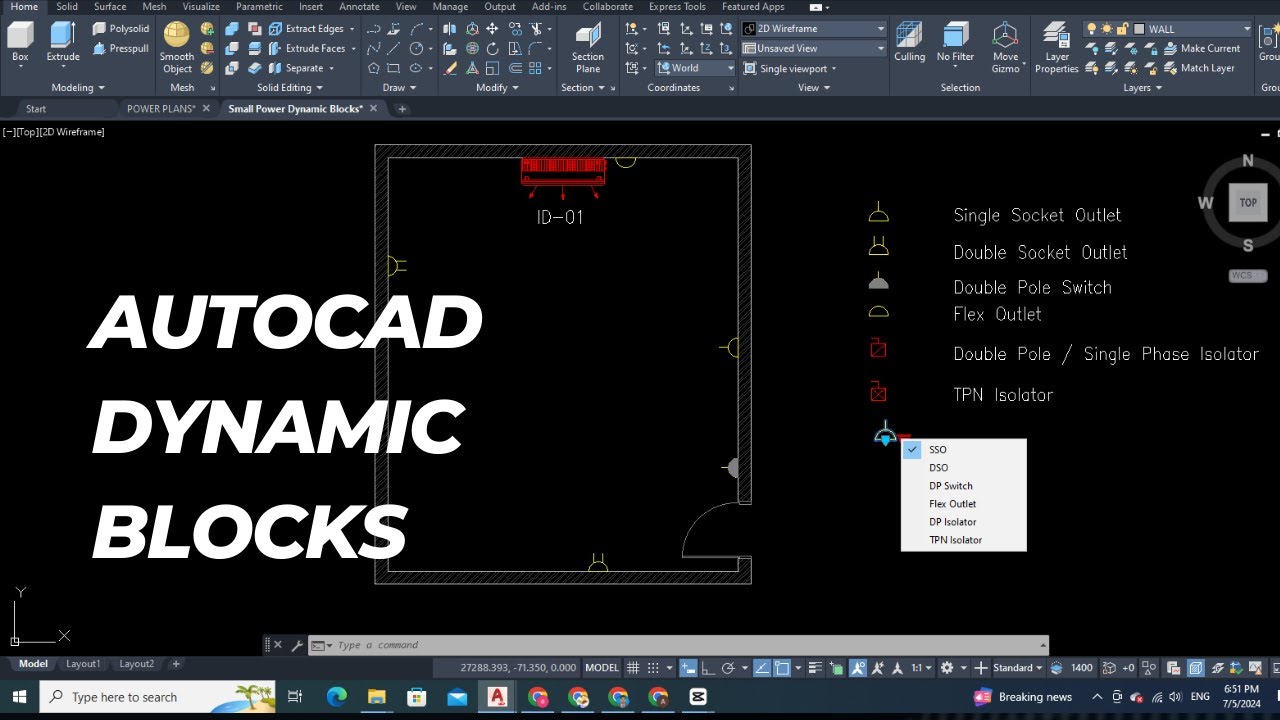 Autocad Dynamic Blocks For Electrical Single Double Power Sockets
