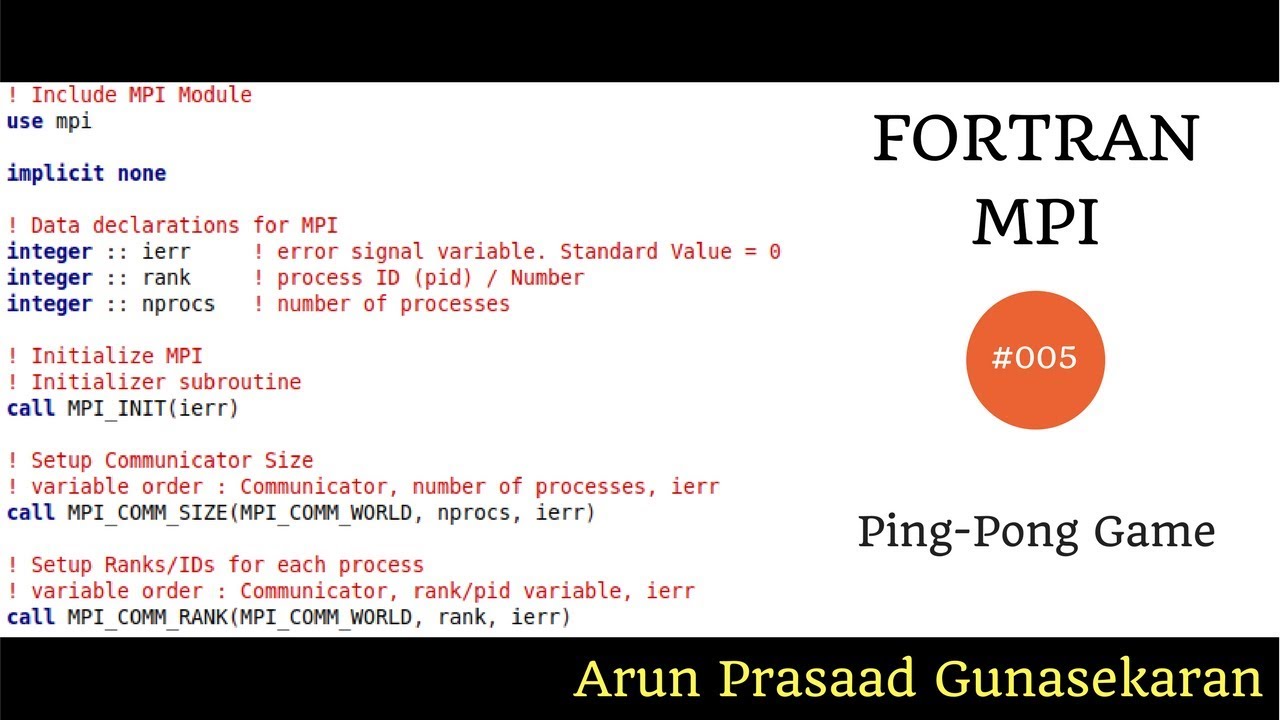 Fortran With Mpi 005 Ping Pong Game Youtube