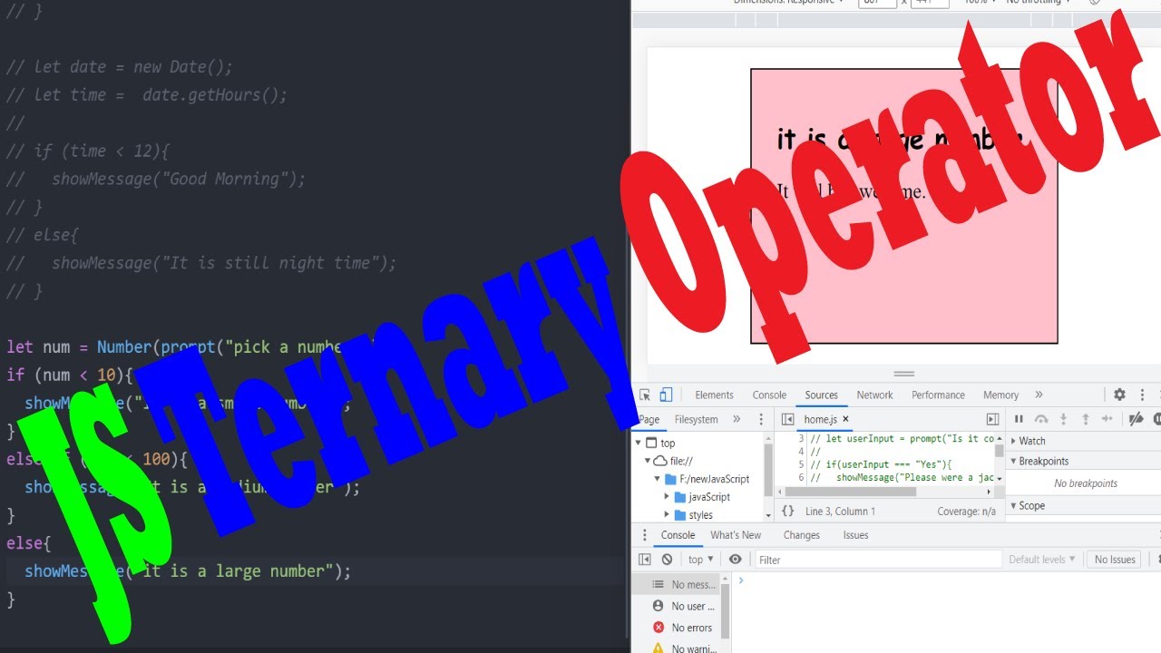 Javascript Tutorials Ternary Operator 16 Youtube