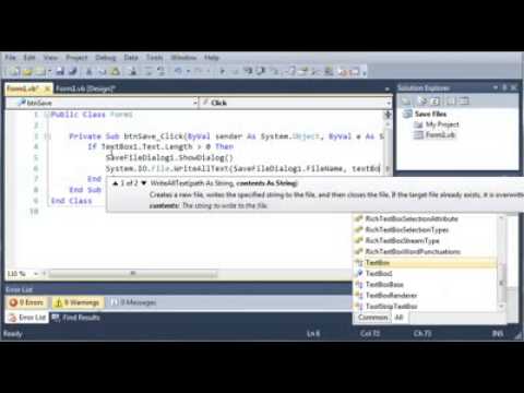 Visual Basic 130 Savefiledialog Youtube