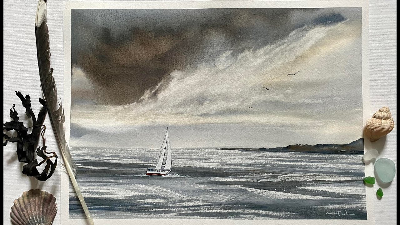 Paint Morgaine S Watercolor Stormy Seascape Yacht Simple Watercolour