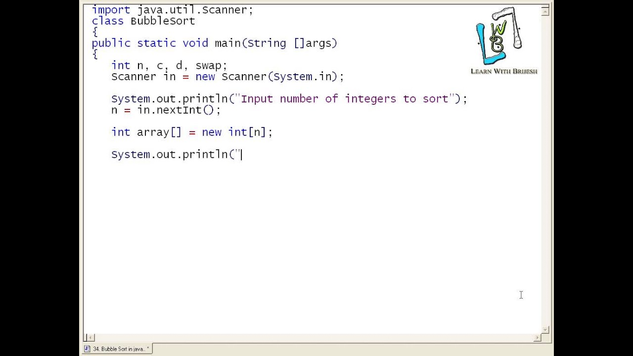 29 Java Program To Sort Array By Bubble Sort Youtube
