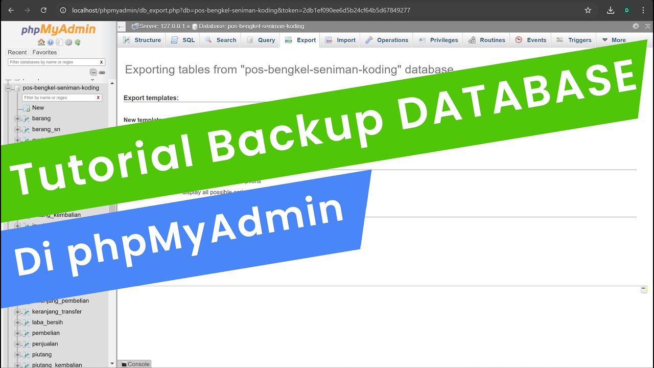 Tutorial Backup Database Di Phpmyadmin Youtube
