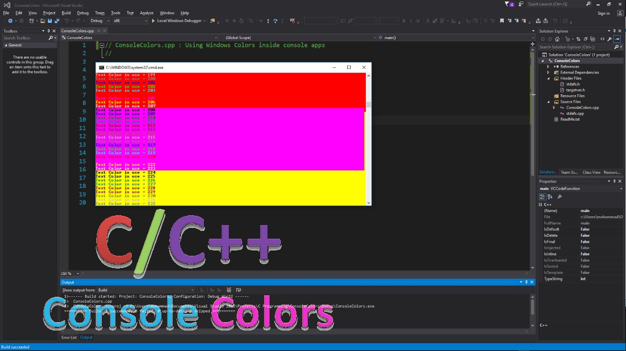 How To Change Text Color In Console Apps Using C C On Windows Youtube