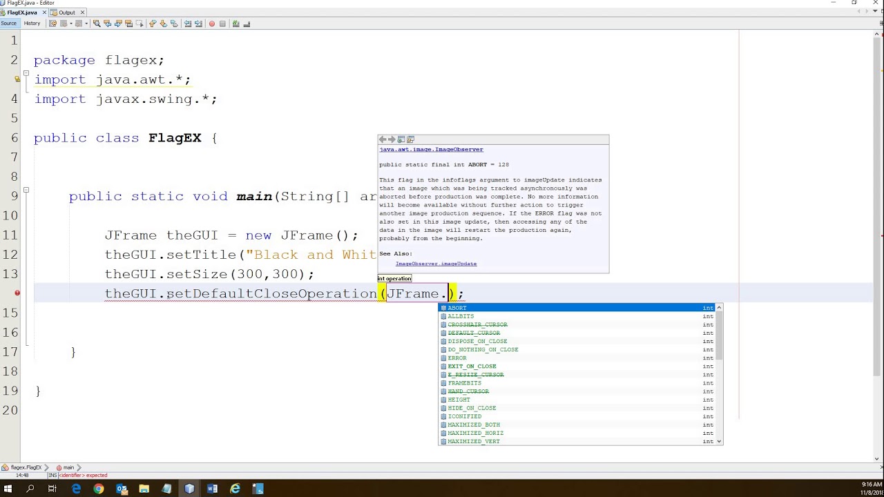 Java Flag Gui Example Youtube