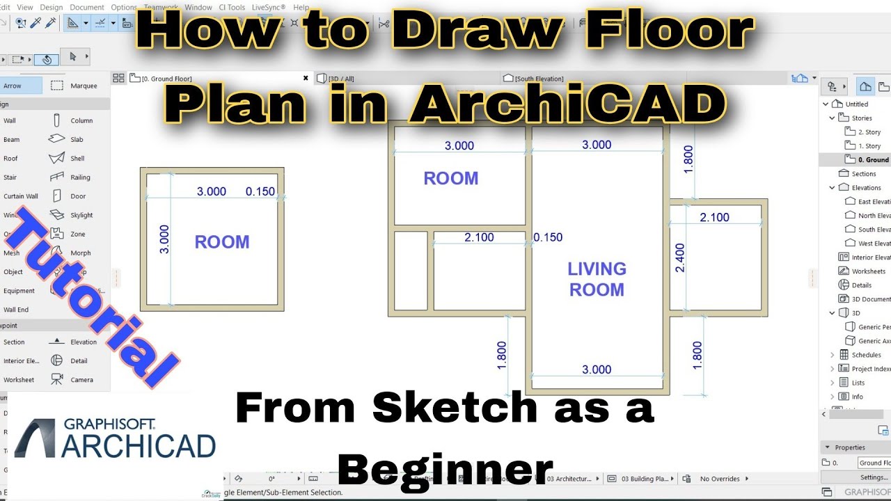 How To Draw Floor Plan In Archicad As A Beginners From Sketch Tutorial