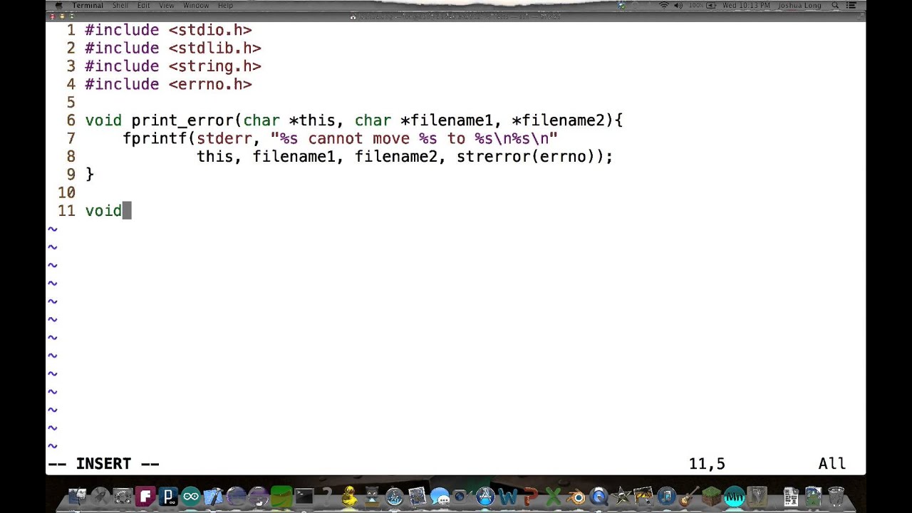 Basic Linux Mv Command Implemented In C Youtube