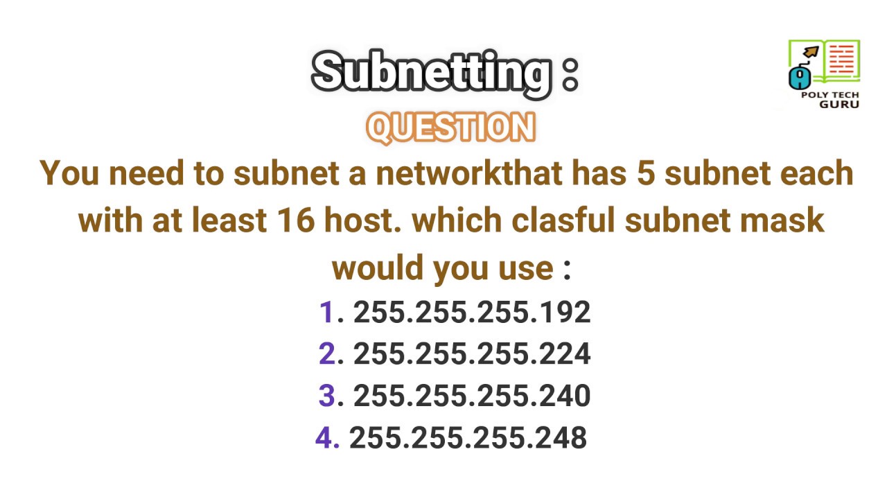 Subnetting Question Youtube