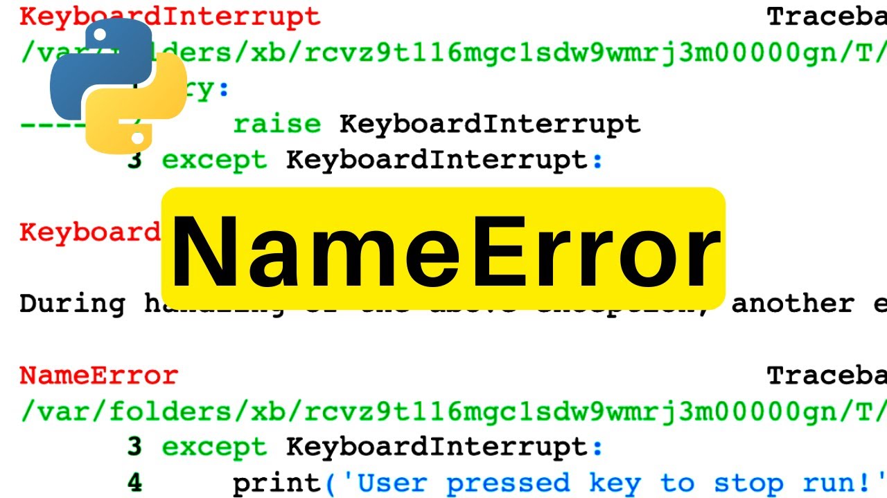Nameerror Python Tutorial Youtube