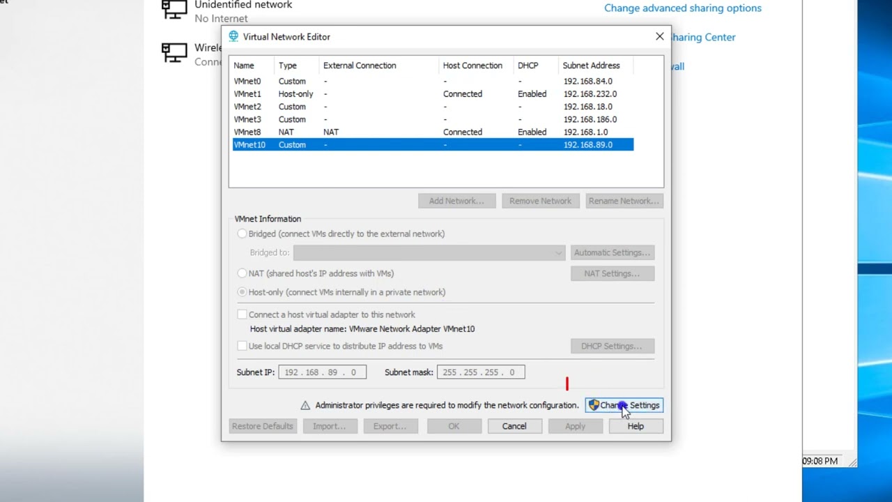 Vmware Workstation Communications Vmware Virtual Network Editor Youtube