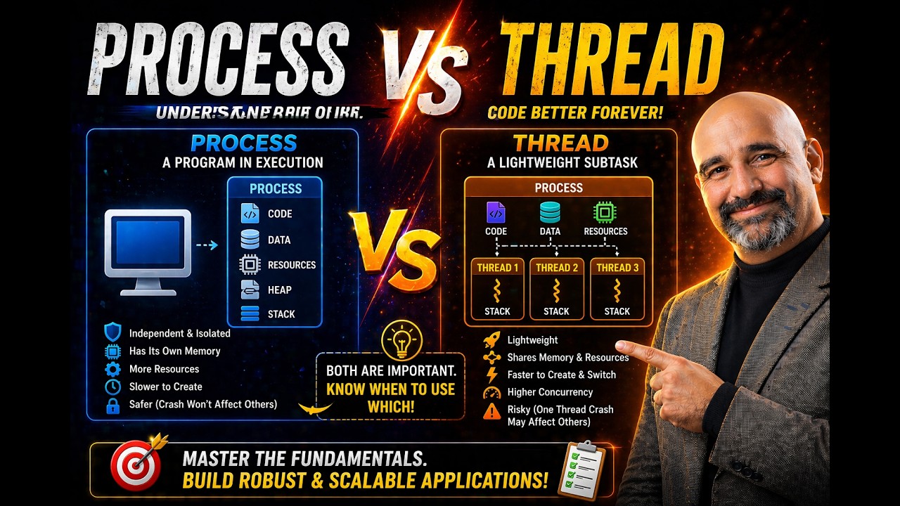 The Difference Between Process And Thread Youtube