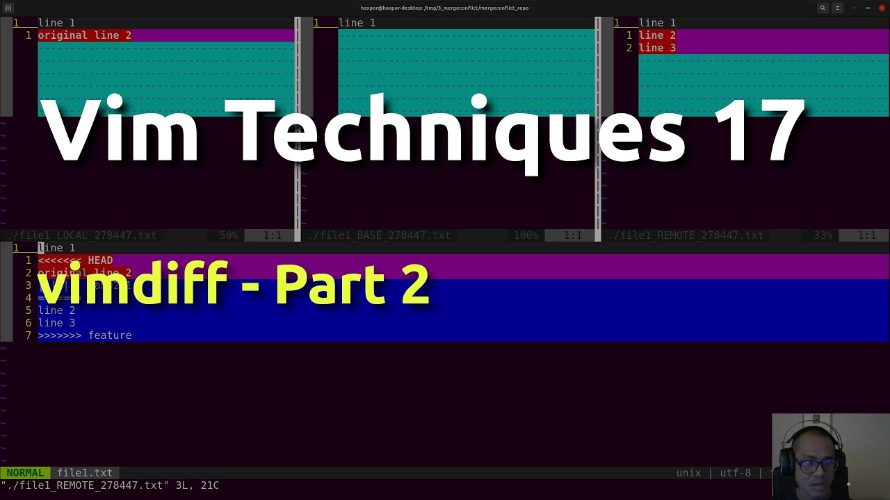 Vim Techniques 17 Vimdiff Part 2 Youtube