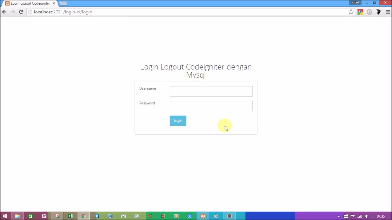 Demo Login Logout Codeigniter Database Mysql Youtube