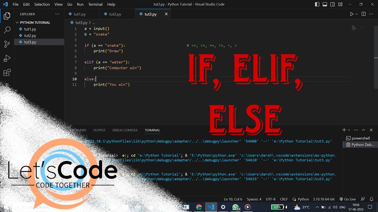 Python 3 If Elif Else Youtube