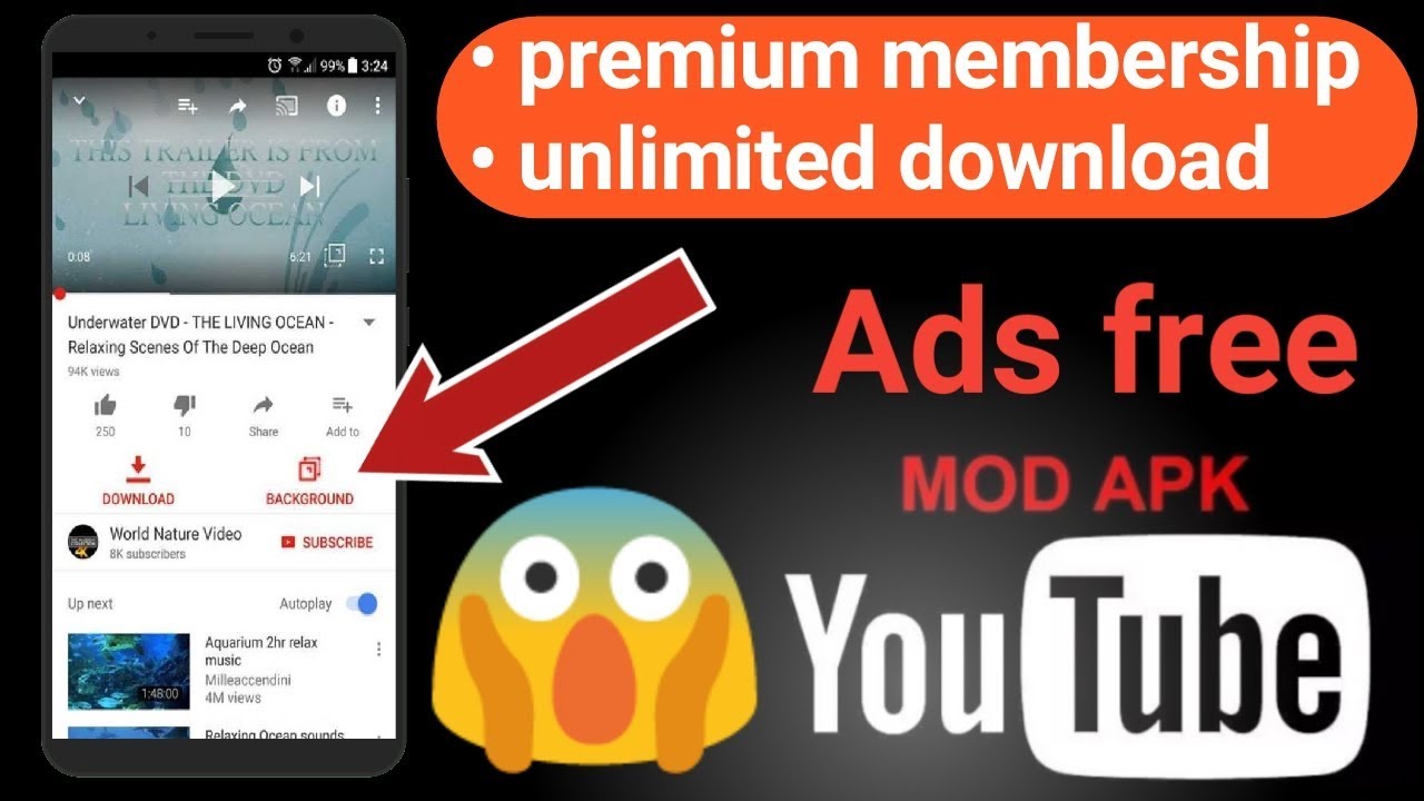Youtube Mod Apk Ads Free Pip Mode Premium Membership Background Play
