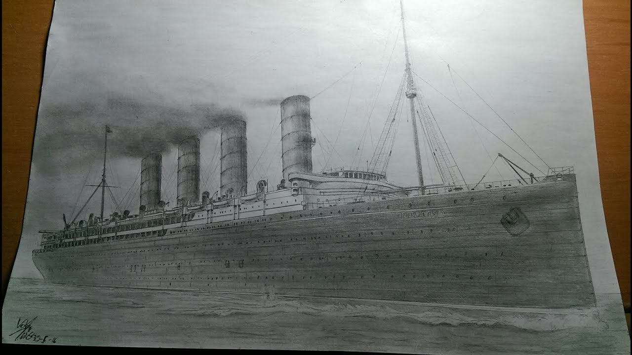 How To Draw Rms Lusitania 2016 Youtube