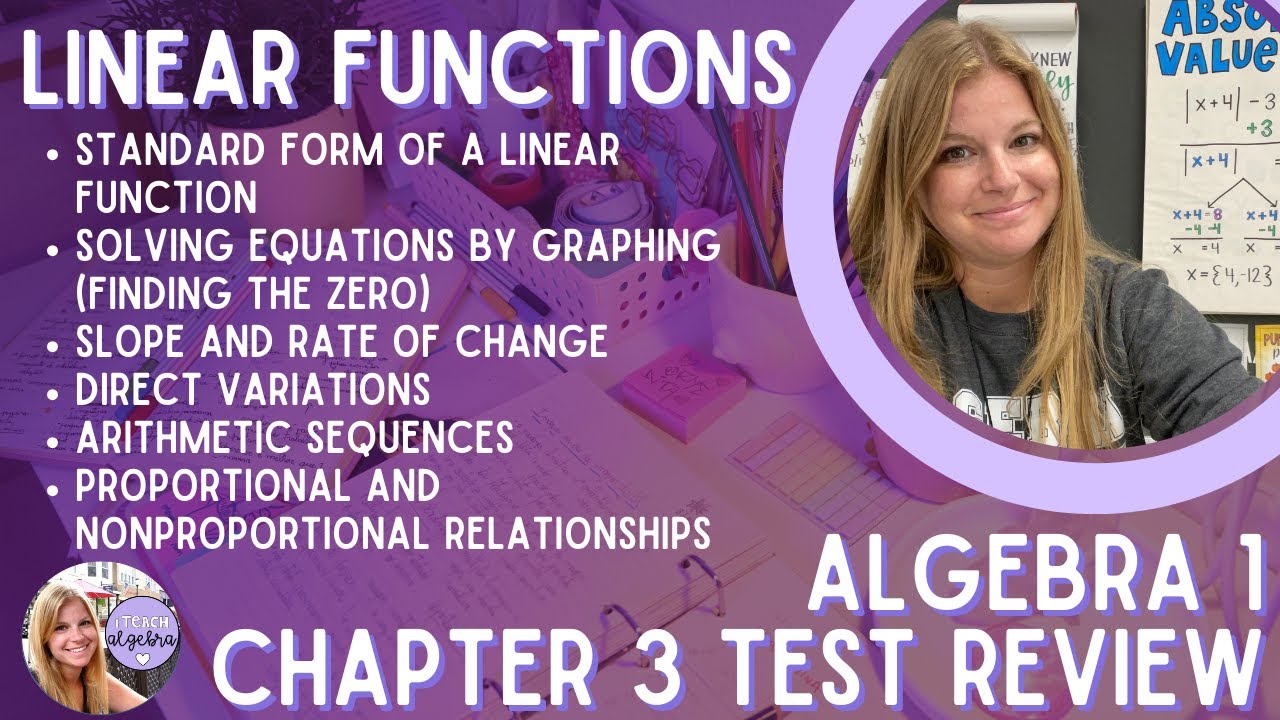 Algebra 1 Equations Of Linear Functions Chapter 3 Test Review Youtube