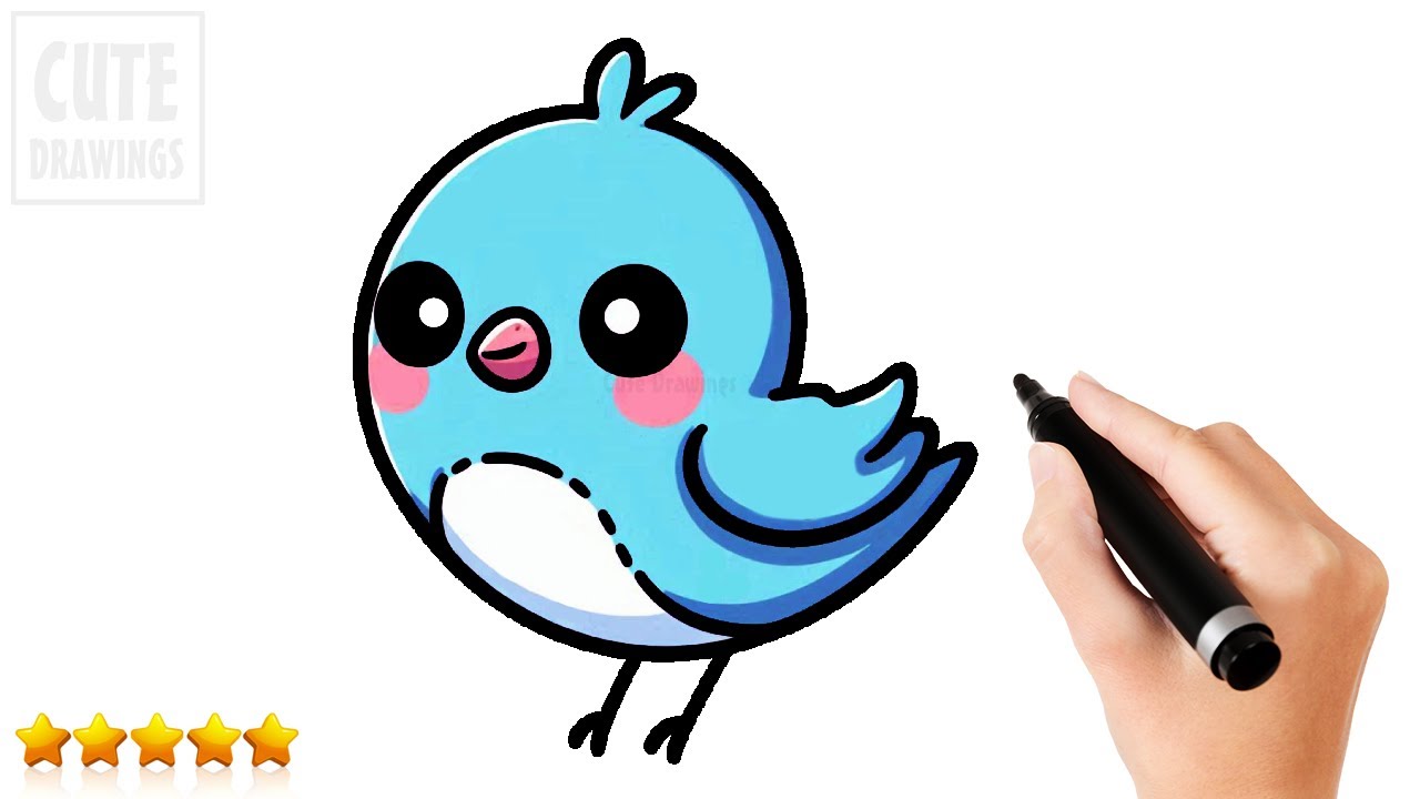 How To Draw A Cute Bird ёятщ Easy Tutorial Youtube