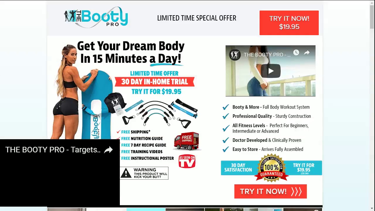 The Booty Pro Targets Glutes Core With One Easy To Use System Youtube