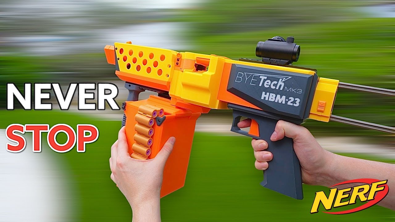 I Built This Belt Fed Nerf Blaster From Scratch Hbm 23 Youtube