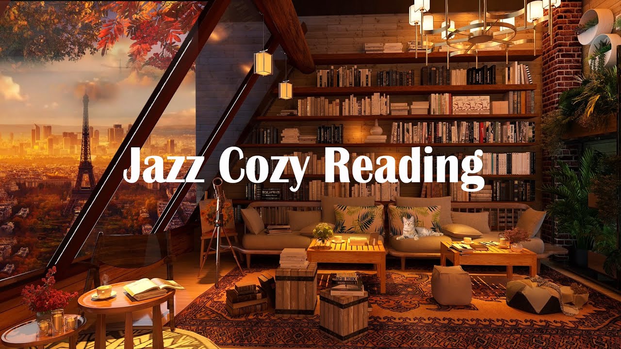Slow Piano Jazz Music In Cozy Reading Nook Ambience In Autumn Evening