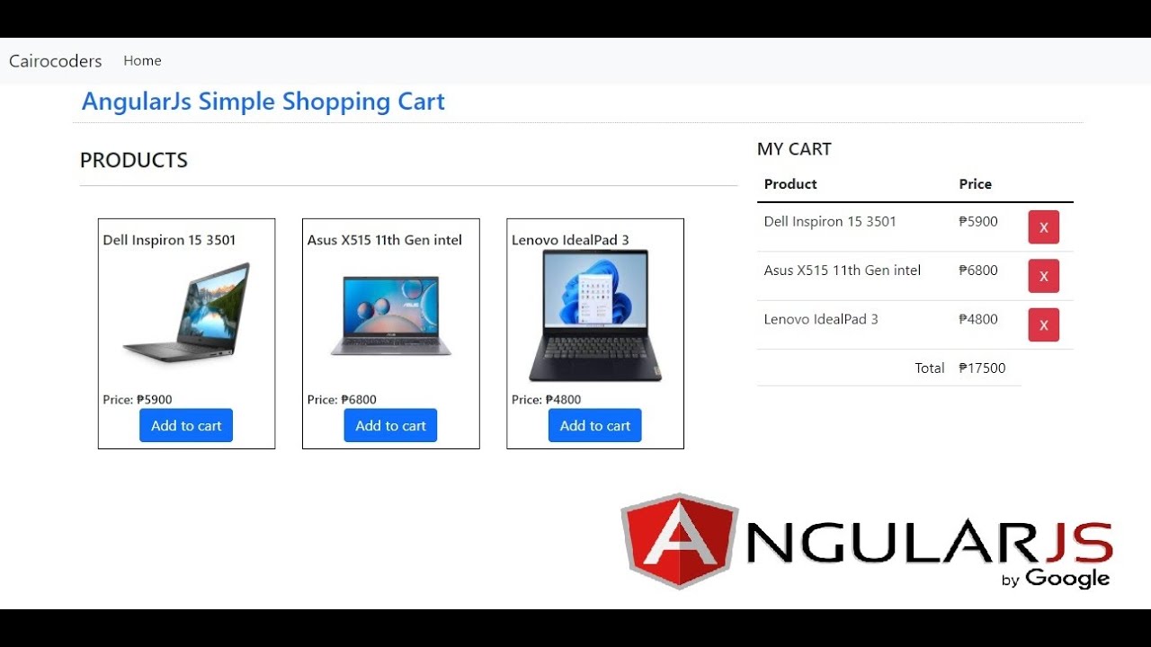 Angularjs Simple Shopping Cart Youtube