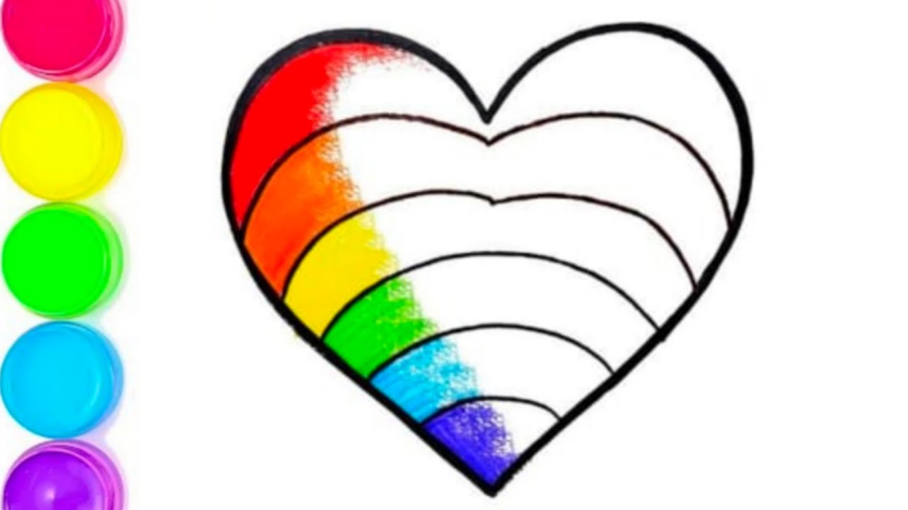 How To Draw Rainbow Heart Step By Step Easy Heart Drawing For Kids