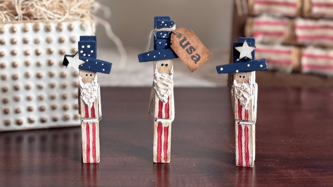 Diy Patriotic Uncle Sam Clothespins Youtube