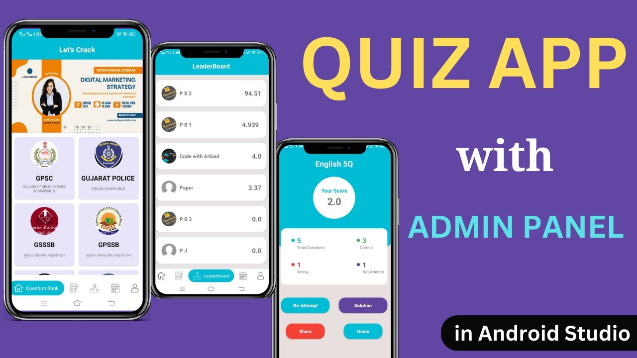 Quiz App With Admin Panel In Android Studio Quiz App Source Code