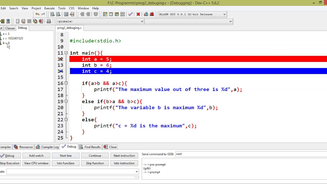 2 Debugging With Dev C Ide Youtube