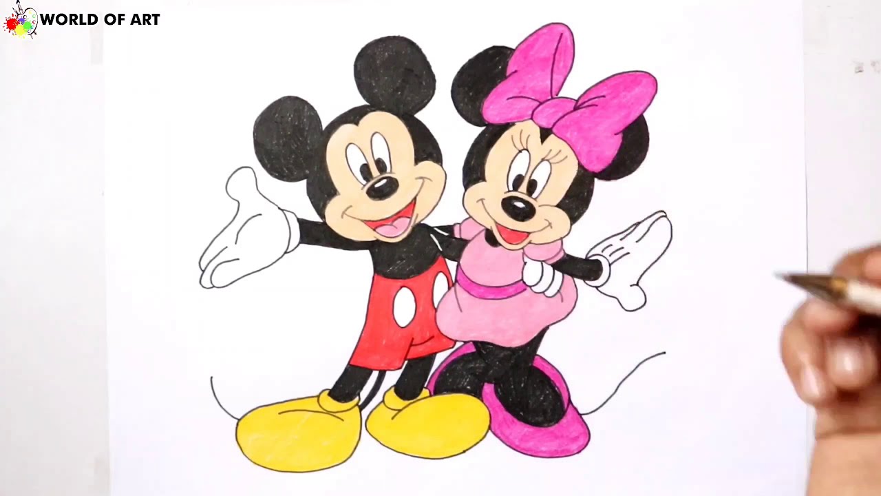 Easy Mickey Mouse And Minnie Mouse Drawing