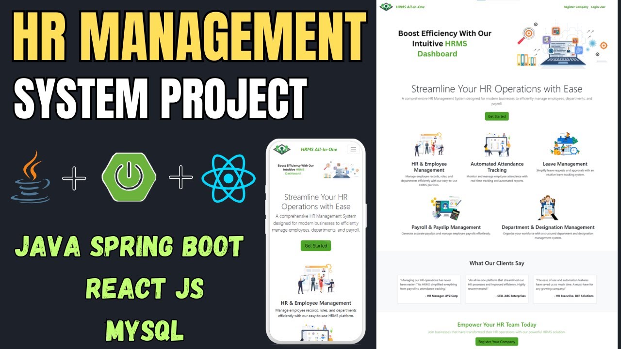 Hr Management System Project In Spring Boot React Js Mysql Hrms