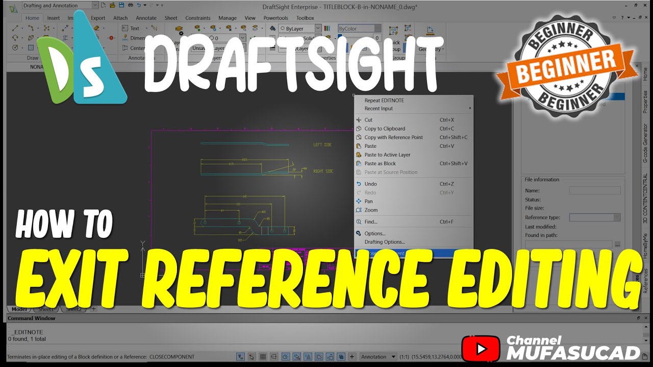 How To Exit Reference Editing In Draftsight Youtube