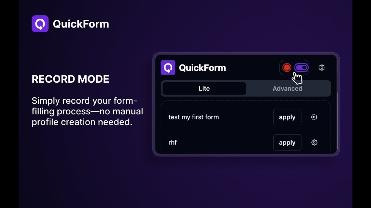 How To Record Form Filling Process Using Quickform Youtube