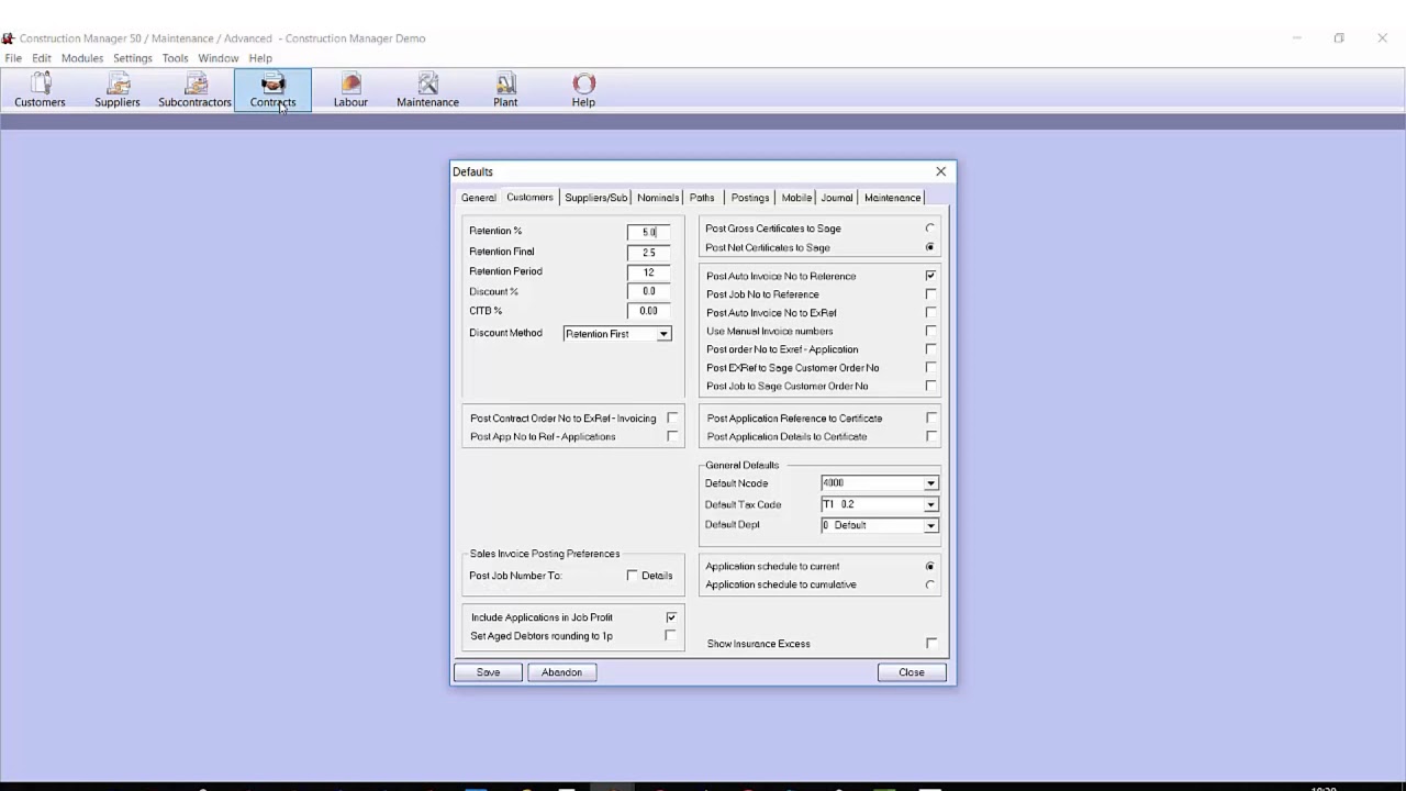 Jnc Solutions Construction Manager Basic Settings Youtube