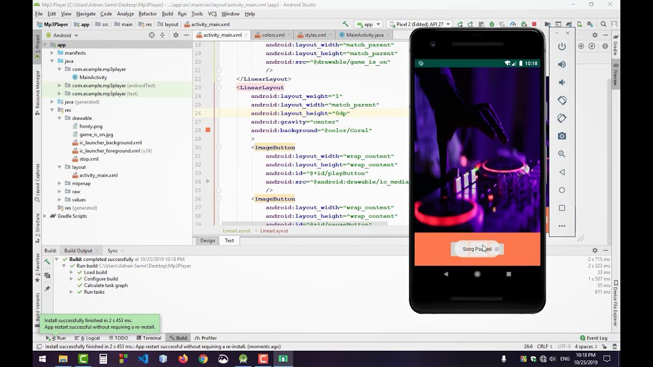 How To Create Music Player App In Android Studio In 2020 Youtube
