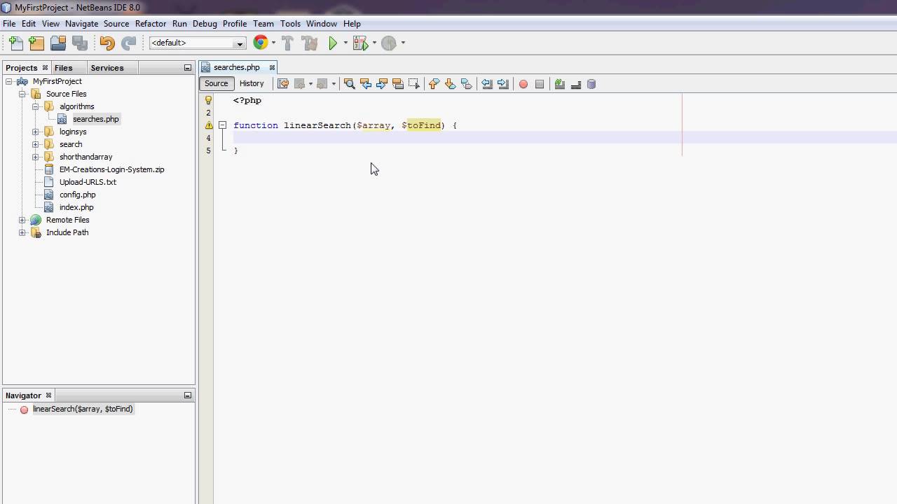 Netbeans Php Tutorial Linear Search 14 Youtube