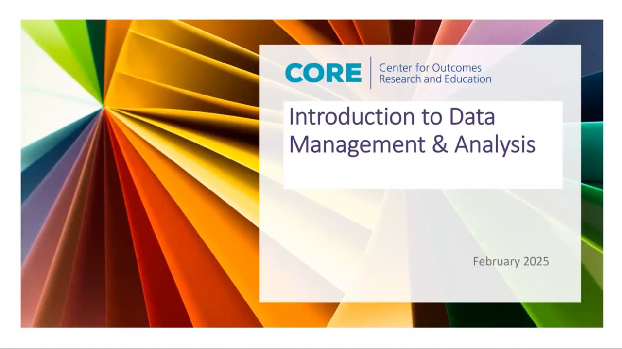 Core Webinar Introduction To Data Management Analysis Youtube