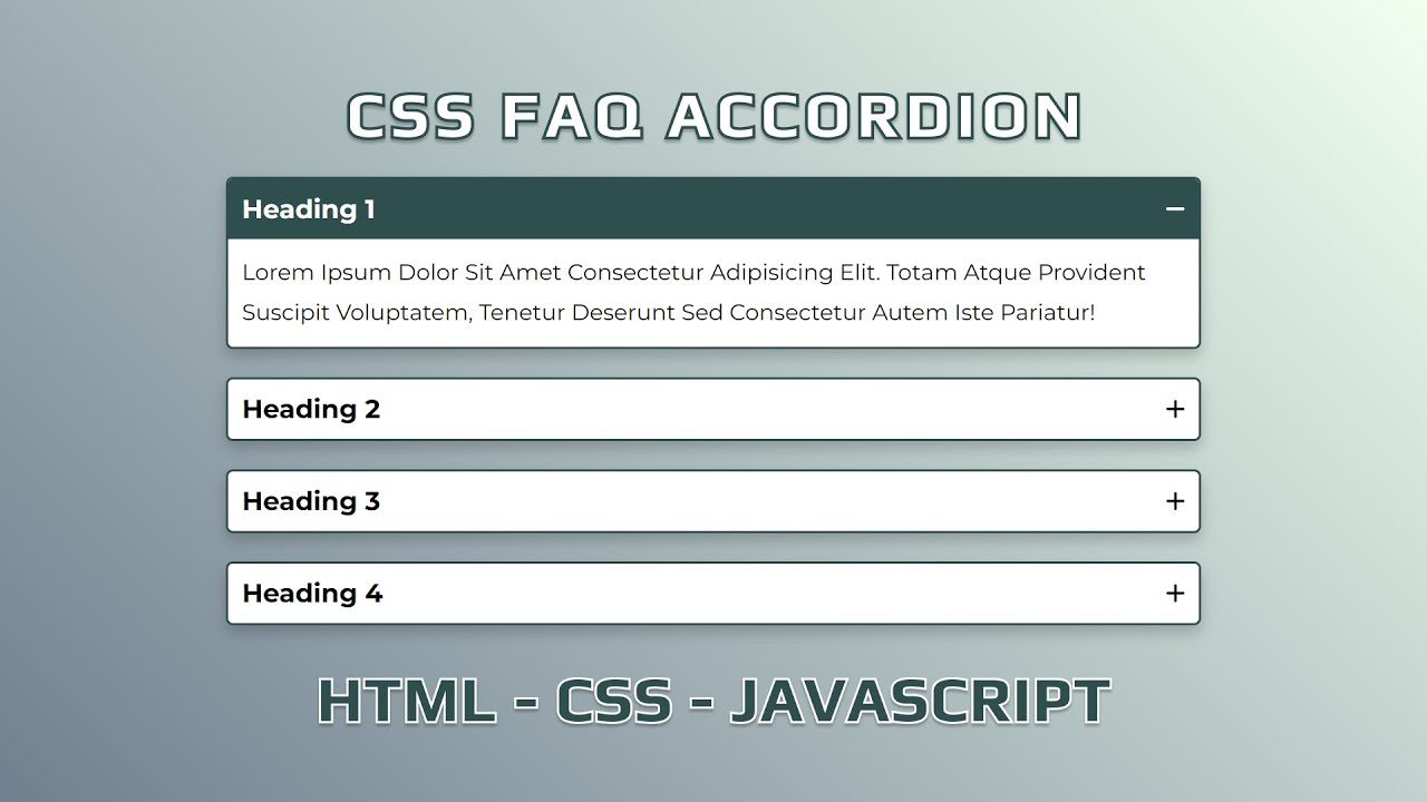 How To Make Faq Accordion Using Html Css Javascript Youtube