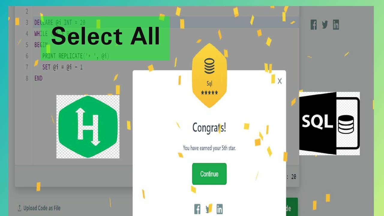 Hackerrank Practice Sql 03 Select All Youtube