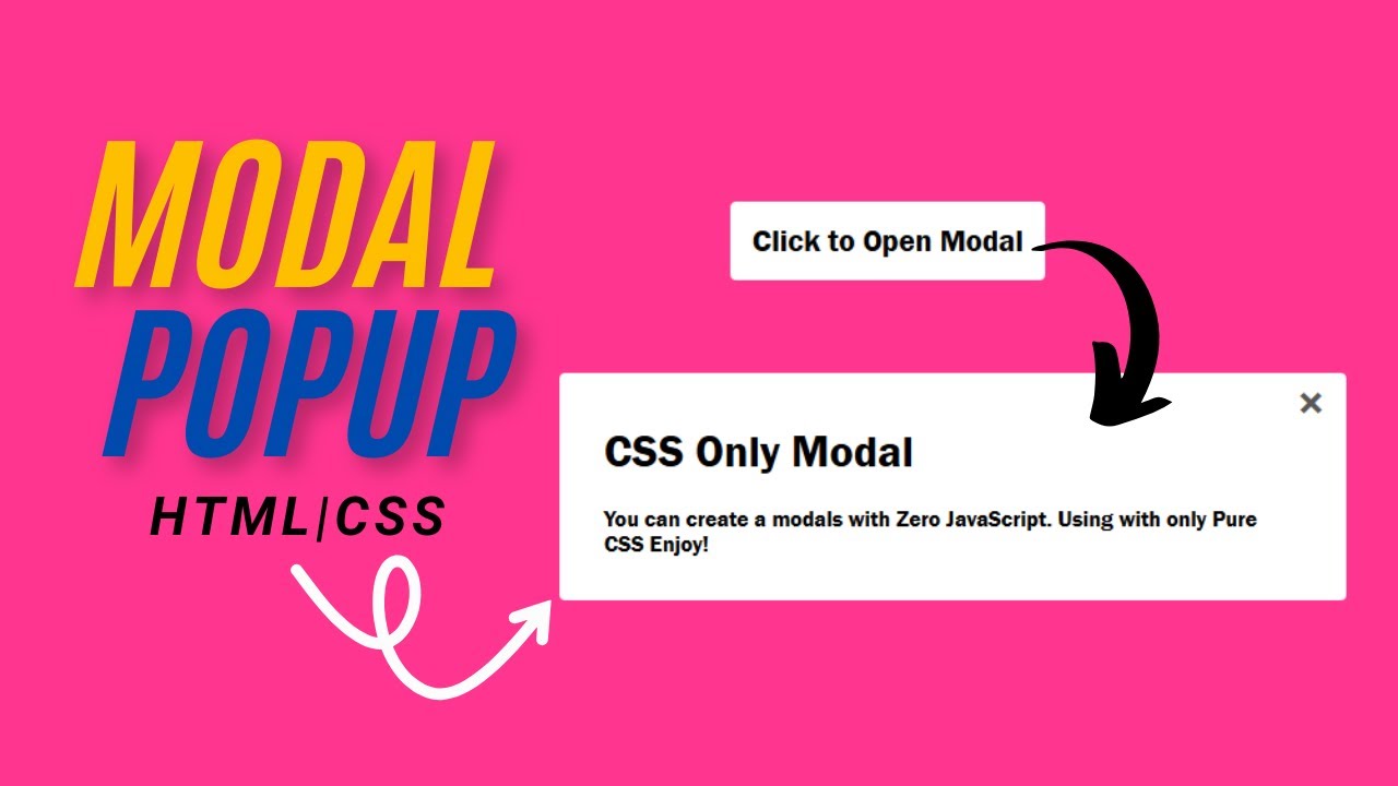 How To Create Modal Popup Using Html Css Simple Modal Popup Box Youtube