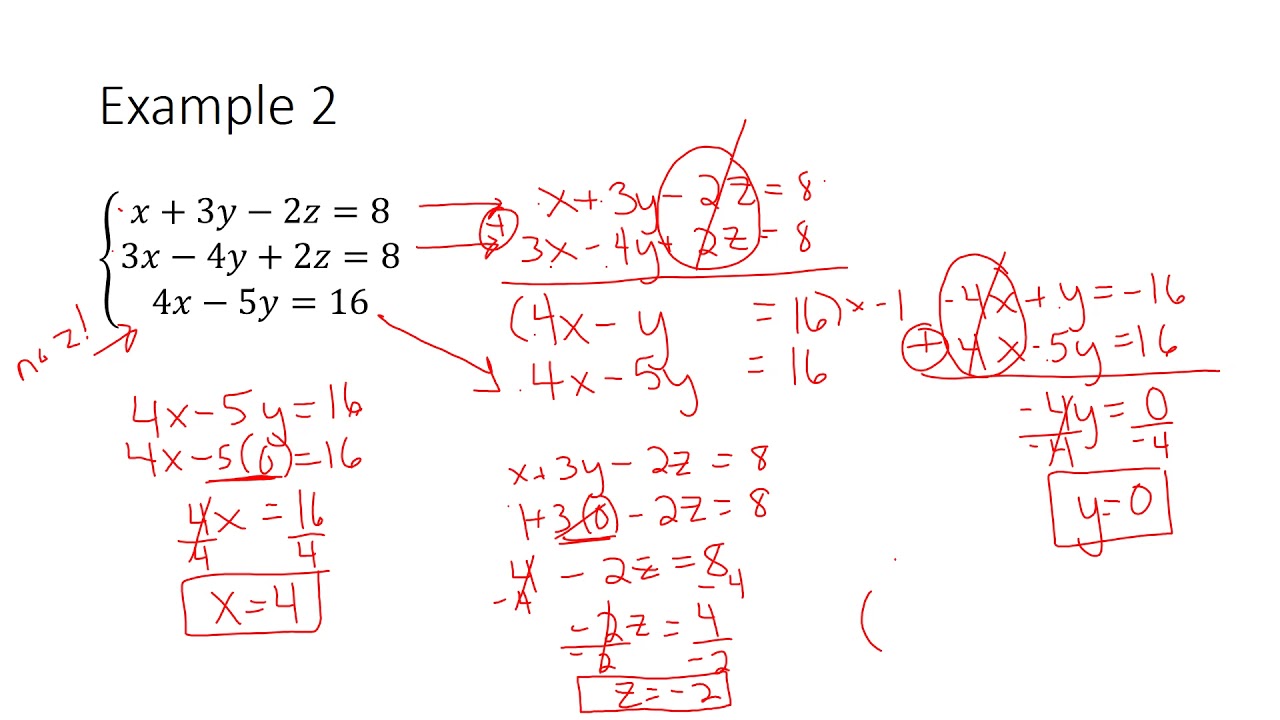 Solving 3 Variable Systems Youtube