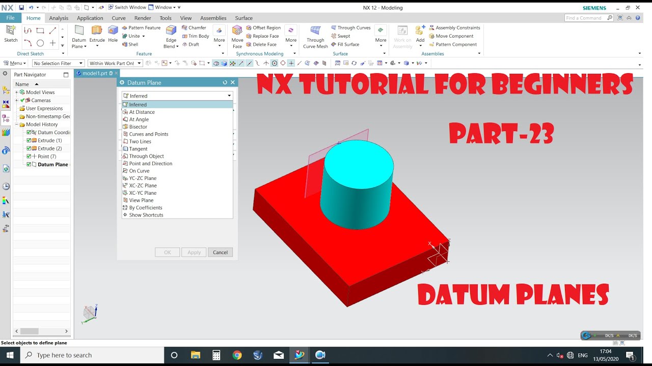 Nx Tutorials For Beginners Part 23 Datum Planes Youtube