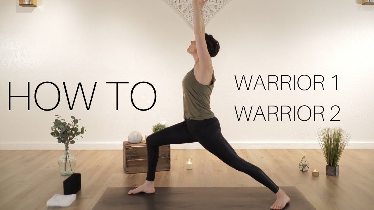 How To Basic Yoga Poses Warrior 1 And Warrior 2 Yoga For Beginners