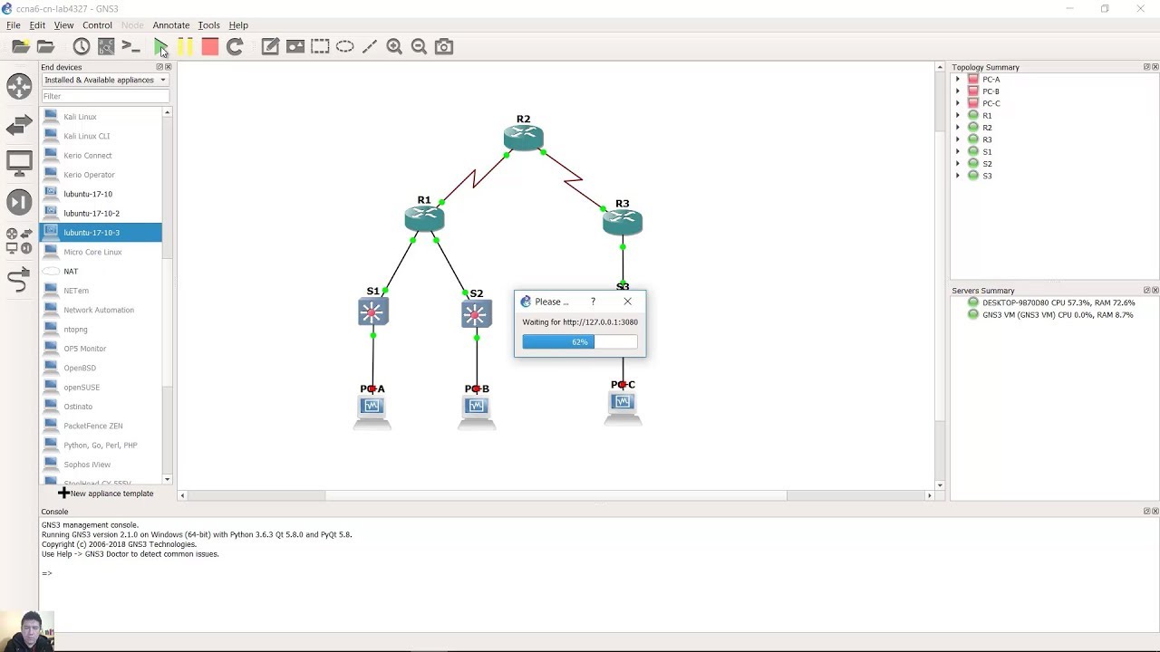 4 3 2 7 Lab Configuring And Verifying Ipv6 Acls Gns3 Youtube