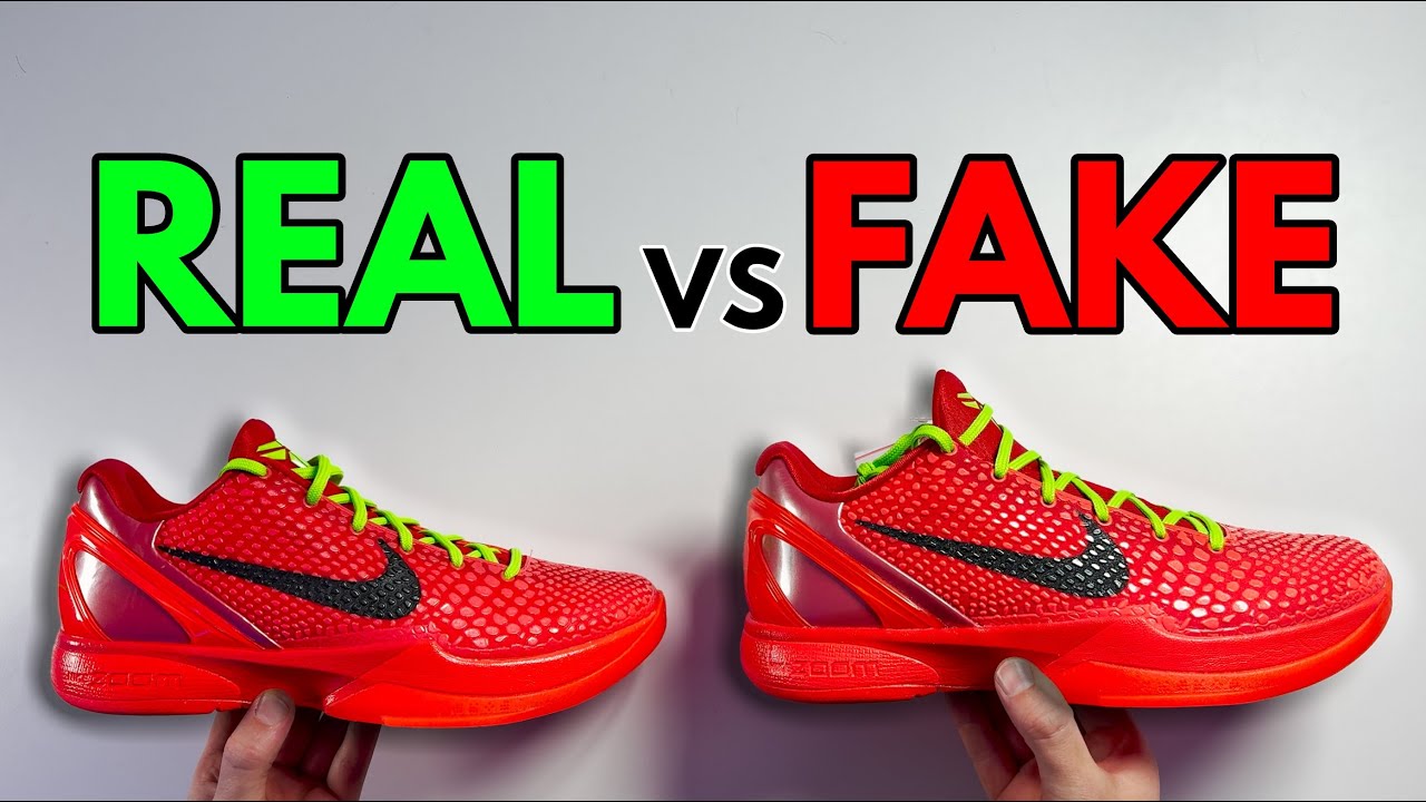 Real Vs Fake Nike Kobe 6 Protro Reverse Grinch Sneaker Comparison