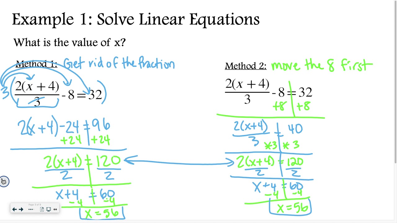 Algebra 1 2 Solving Linear Equations Youtube