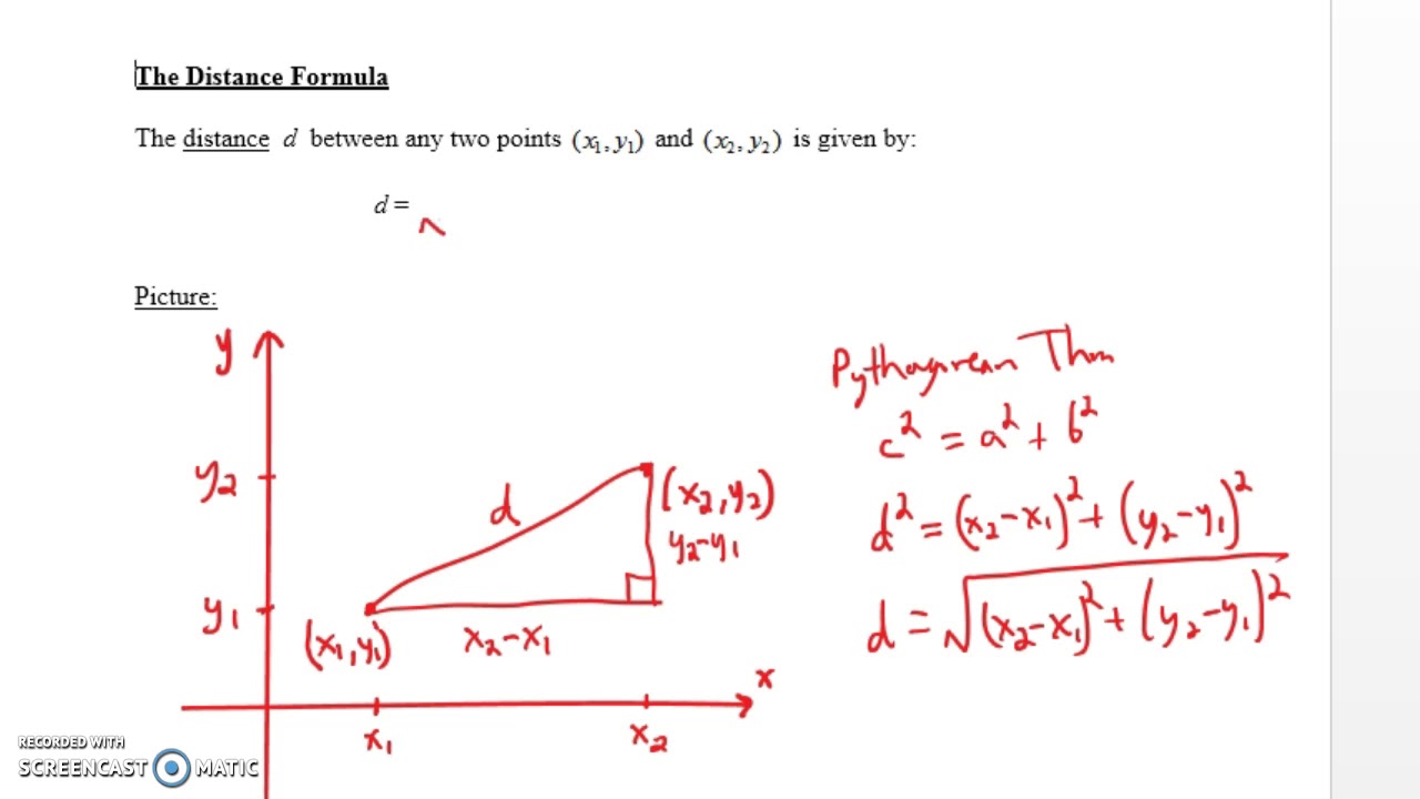 Distance Formula Youtube