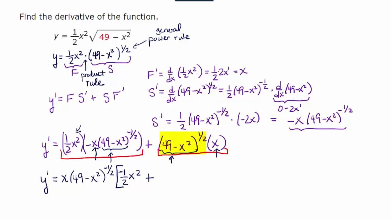 Simplifying Derivative Involving Product Rule And General Power Rule